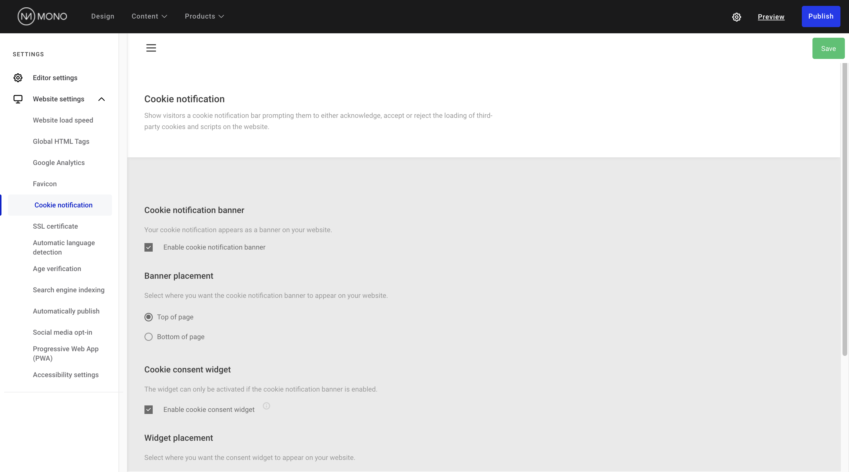 Cookie Consent Widget – Mono Help Center